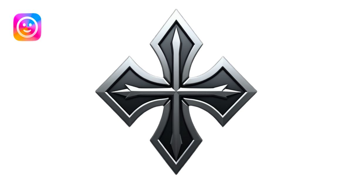Emoji, dark futuristic cross, symmetrical geometric shape, black metal ...