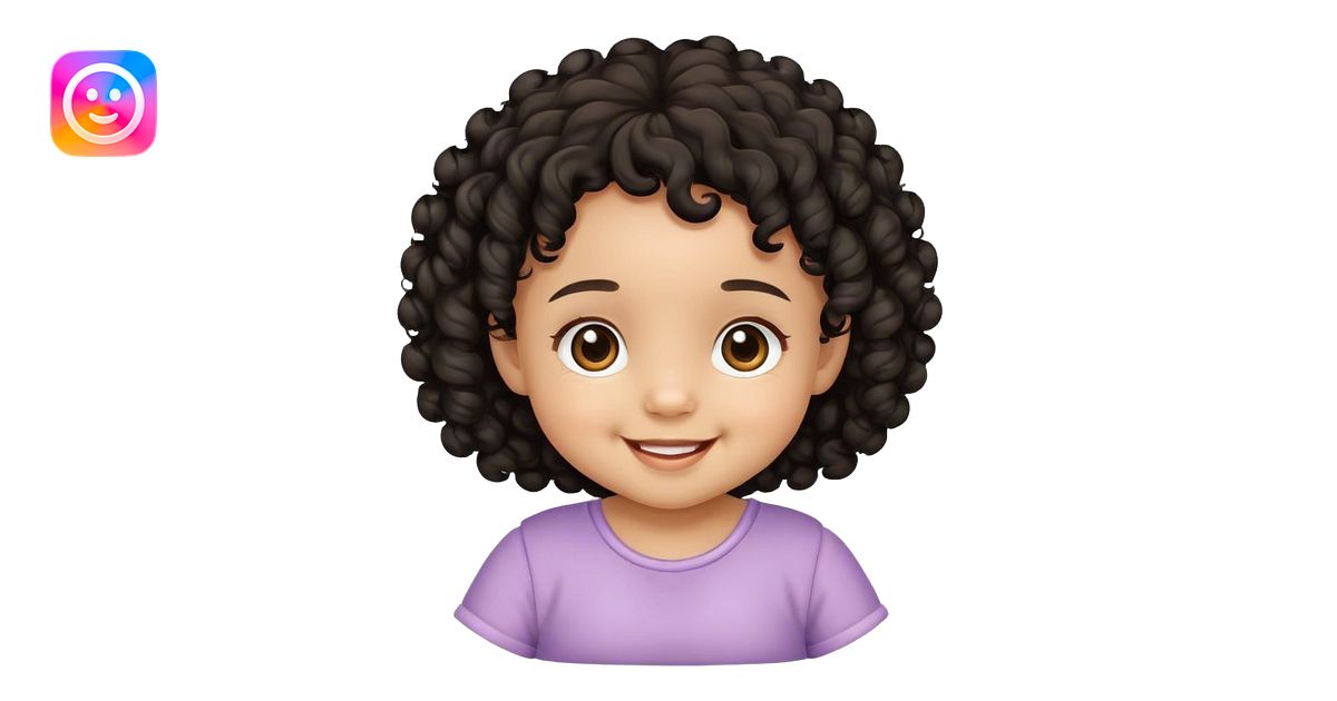 light brown baby girl with black curly hair emoji | AI Emoji Generator