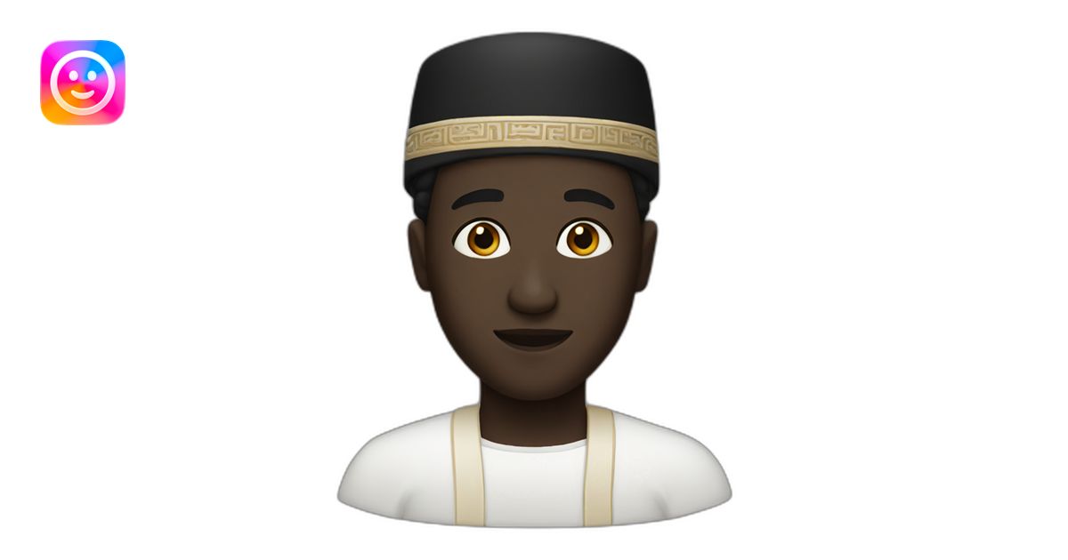 Black face wearing a kufi emoji | AI Emoji Generator