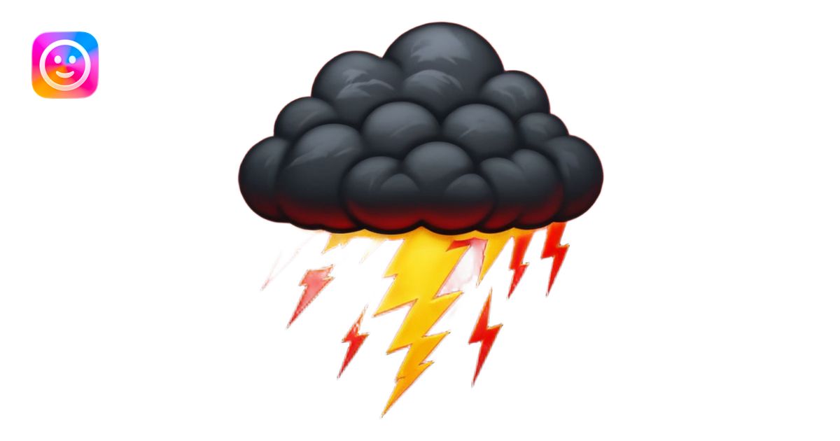 Black storm cloud with red lightning emoji | AI Emoji Generator