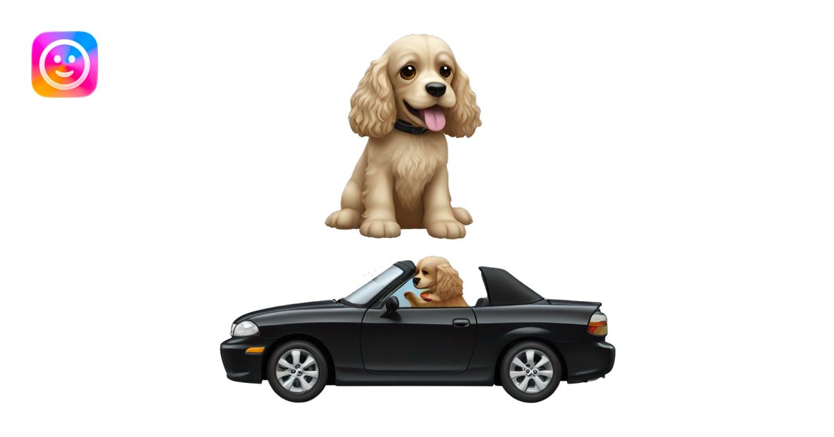 Light Cocker Spaniel driving a Black Mazda car emoji | AI Emoji Generator