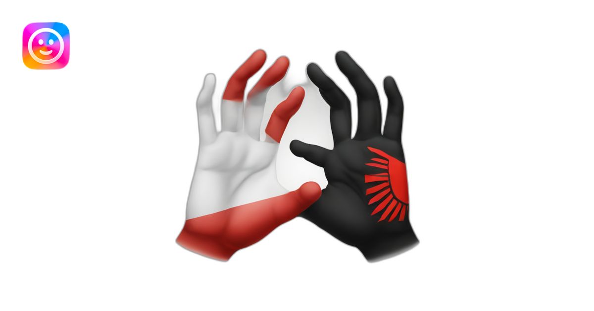 Two hands making the albanian flag eagle emoji | AI Emoji Generator
