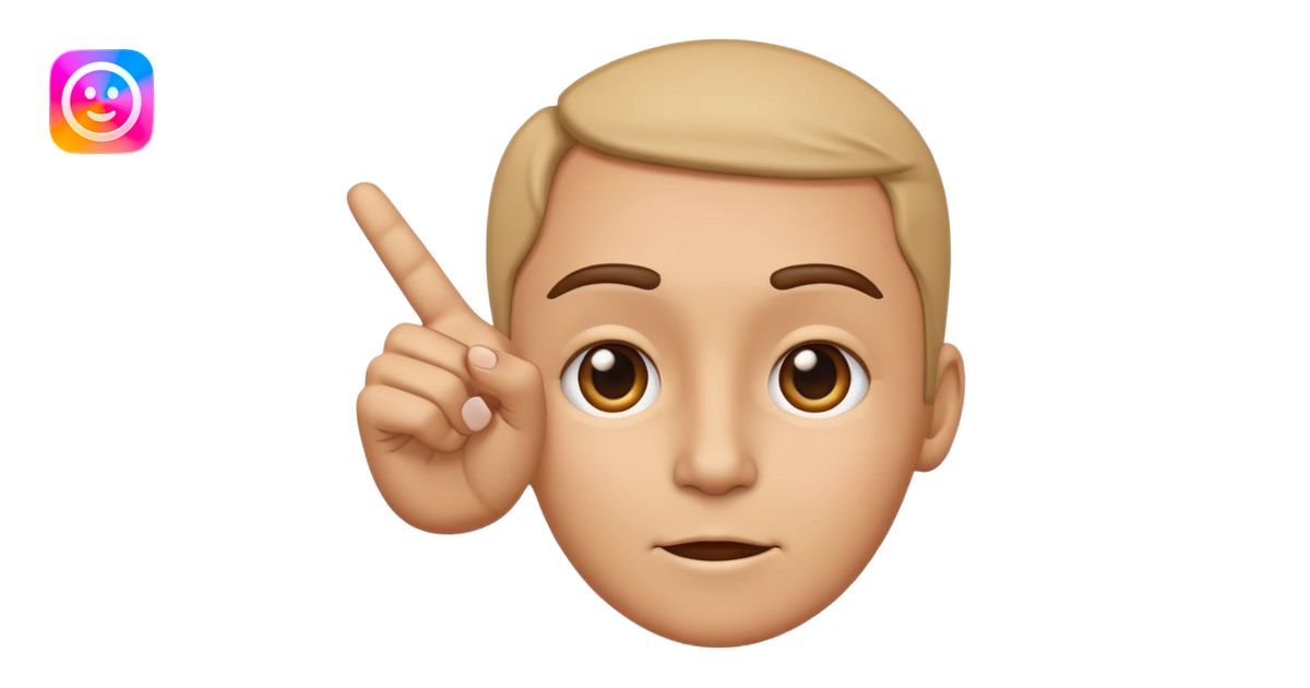 emoji of a hand pointing at the forehead area on a human face, simple ...
