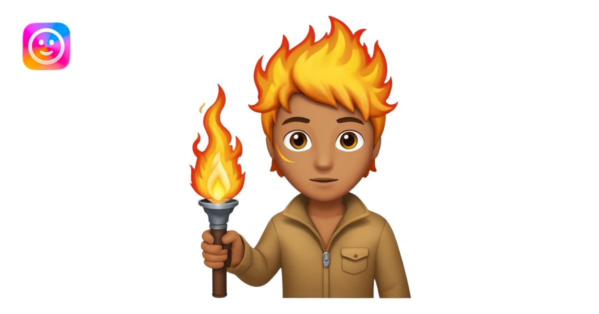 Sneaky person holding torch of fire emoji | AI Emoji Generator