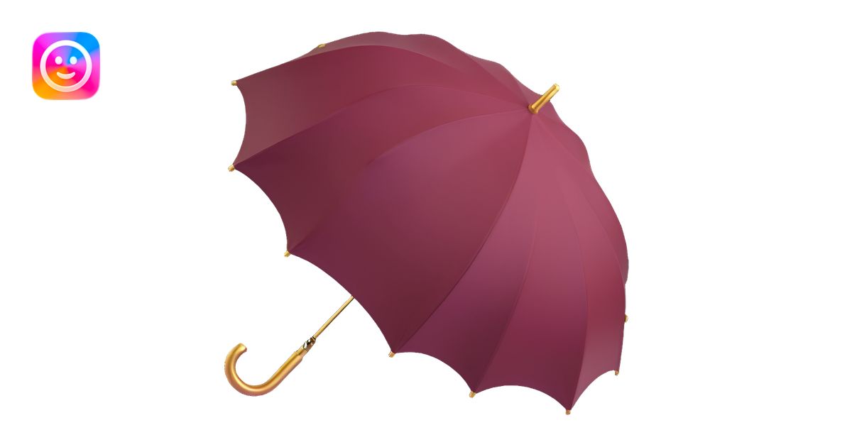 burgundy umbrella with gold trim in 3D emoji style emoji | AI Emoji ...