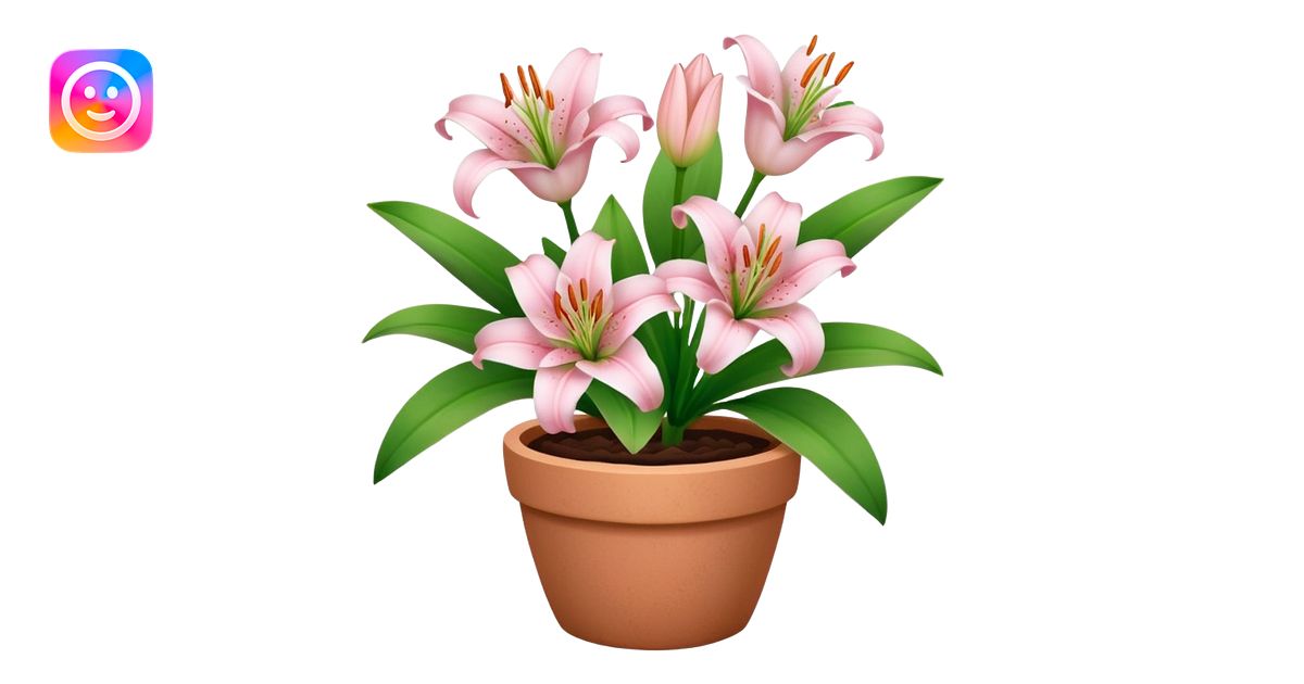 light pink lily flowers in a clay pot emoji | AI Emoji Generator