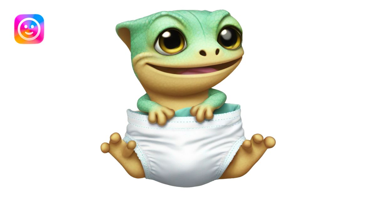 a sweet bab gecko with a diaper emoji | AI Emoji Generator