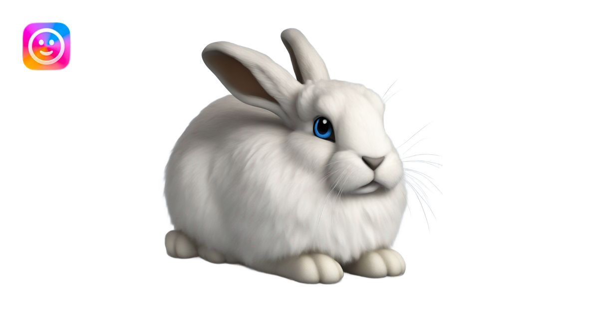 snowshoe hare very fluffy, no legs. laying down, side view, blue eyes ...