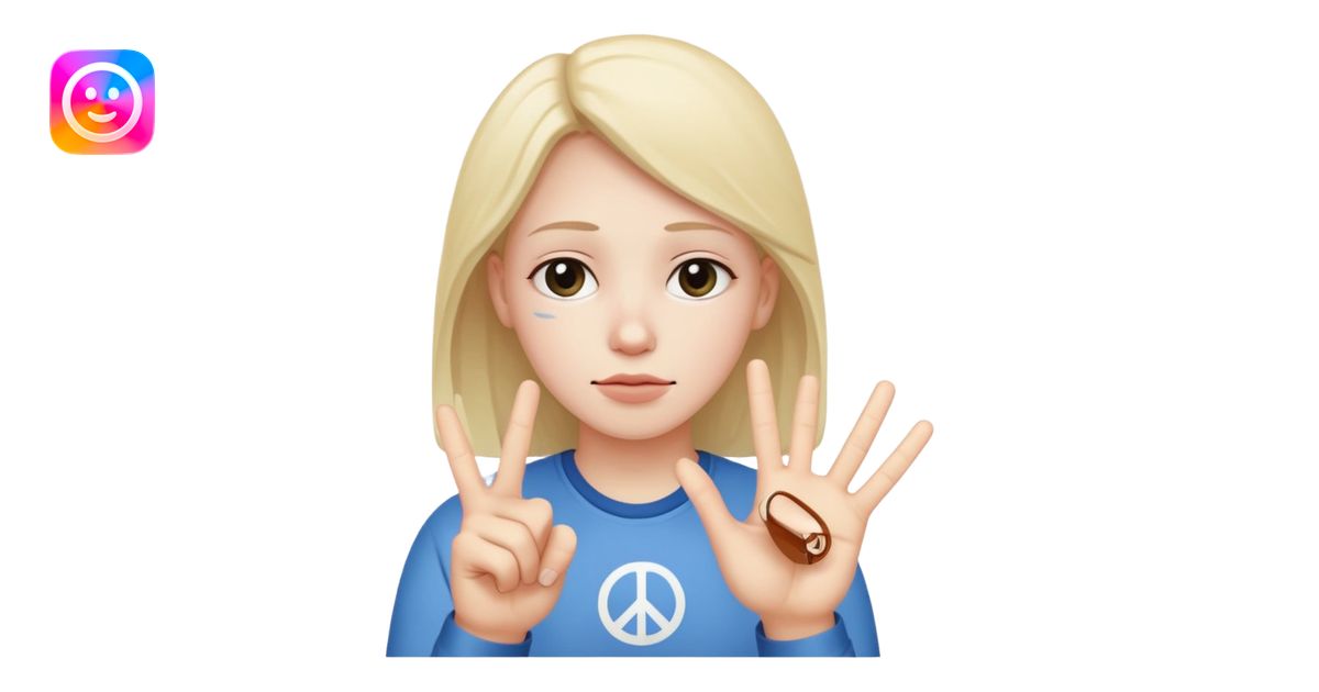 Sad face with the peace sign emoji | AI Emoji Generator