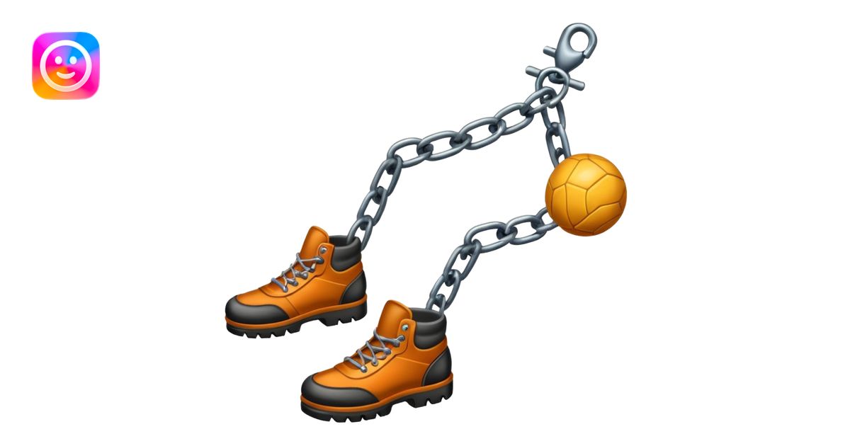 prisoner chain with ball attached to the leg ankle emoji | AI Emoji ...