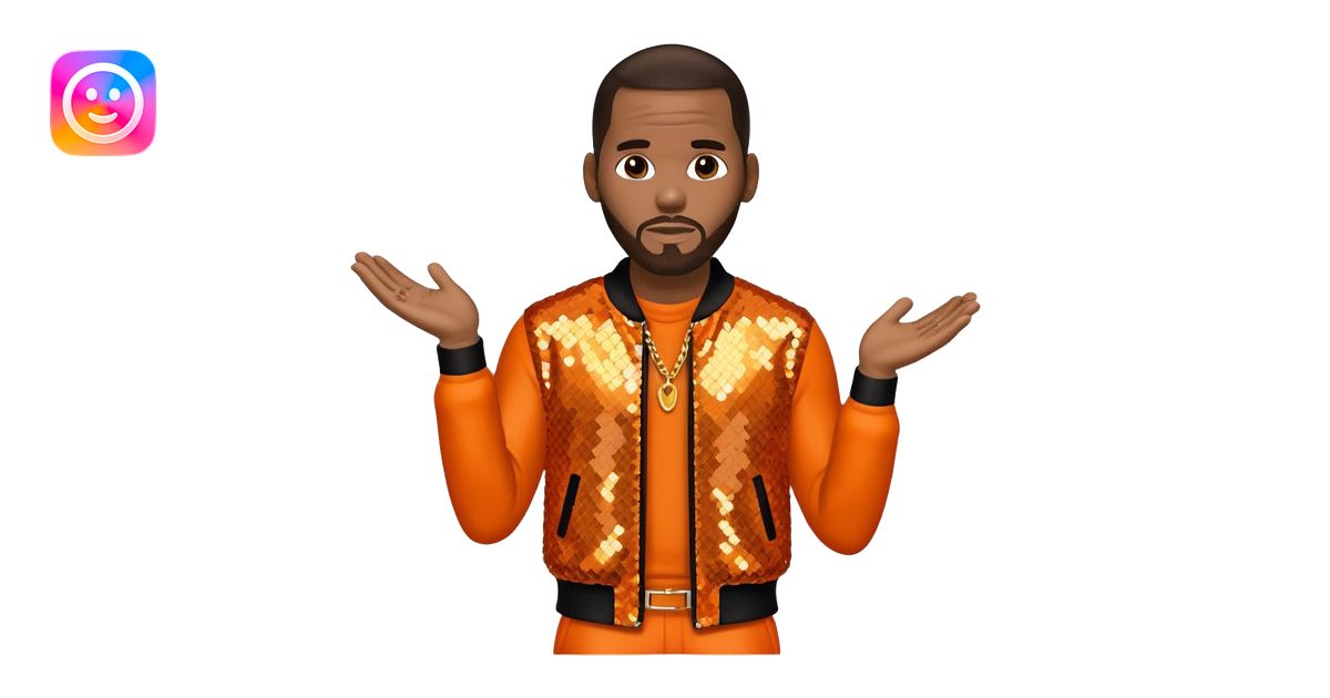 R. Kelly with dark brown hair, orange sequin outfit emoji | AI Emoji ...