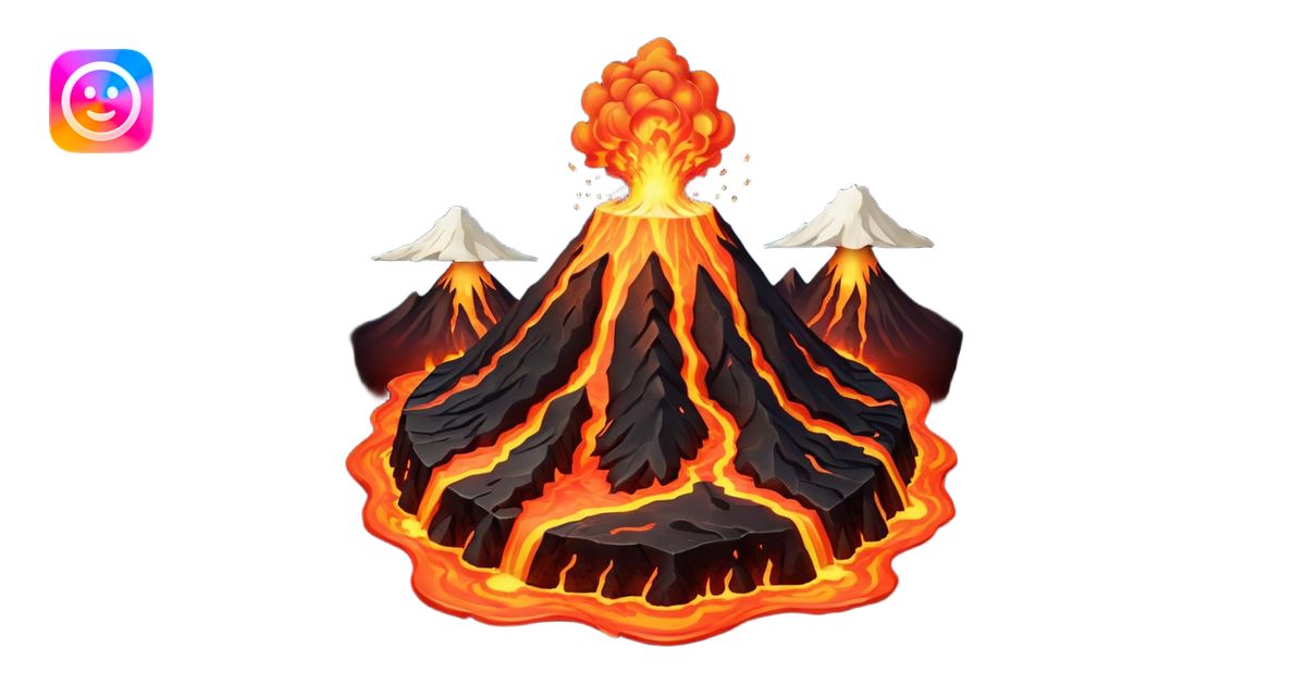 planet, Volcano Planet, lava rivers and erupting peaks emoji | AI Emoji ...