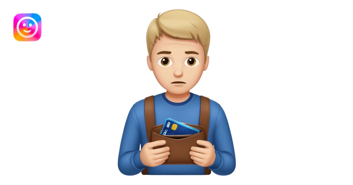 A young guy looks at his empty wallet. emoji | AI Emoji Generator