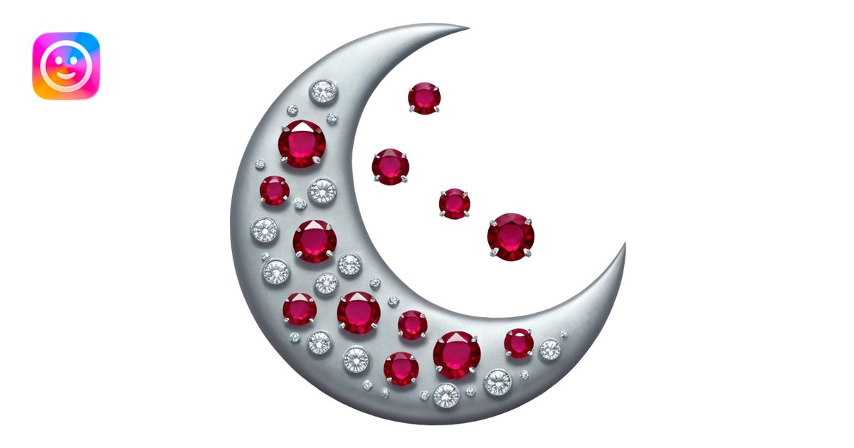 A glowing half-moon illuminates scattered rubies, blending lunar silver ...