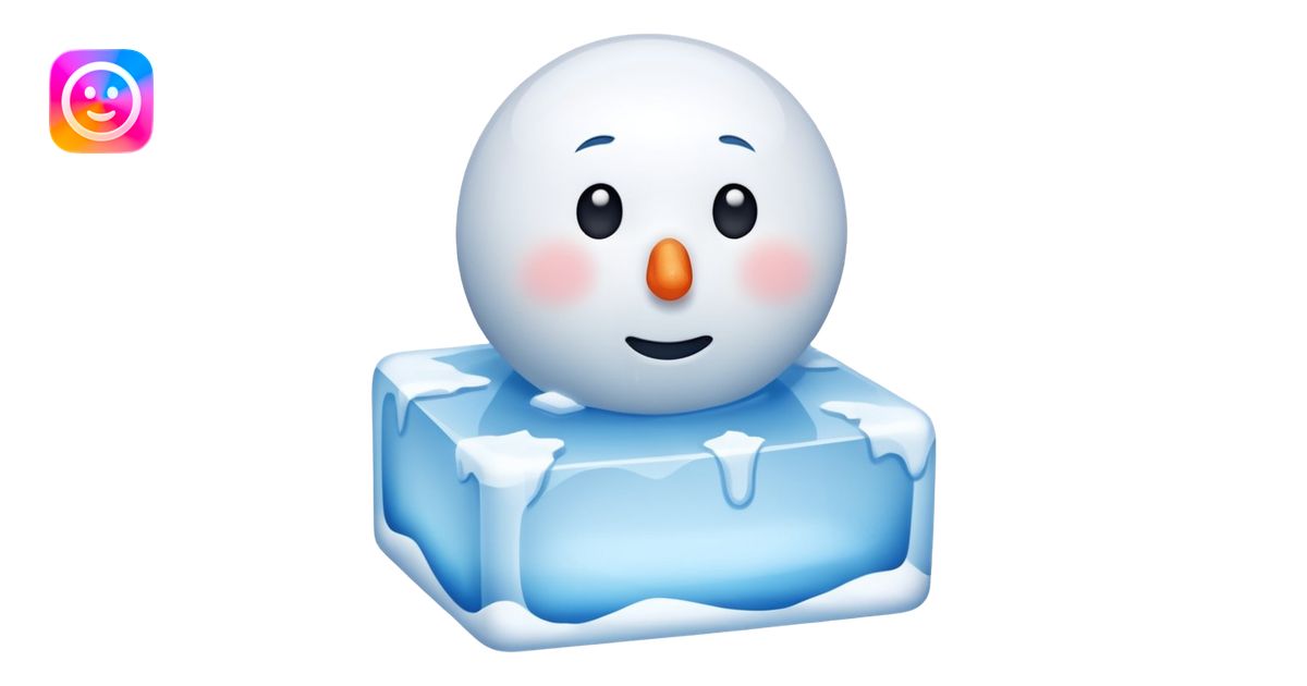 snowman stuck in ice block with sad face emoji | AI Emoji Generator