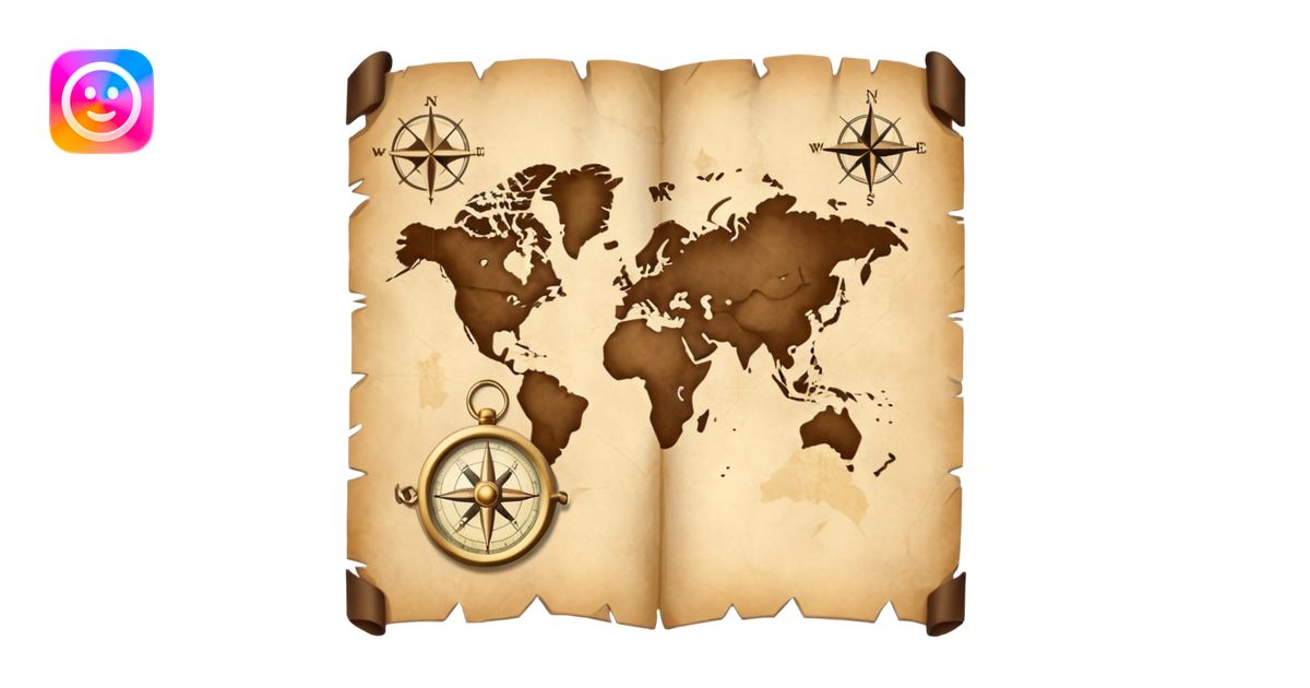 mundo, mapa, brújula emoji | AI Emoji Generator
