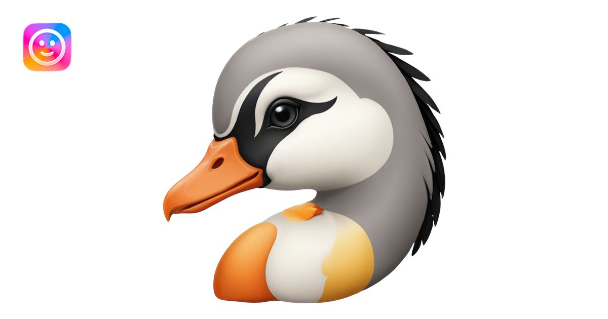 goose facing forward that is emo with swoop of bangs over one eye emoji ...