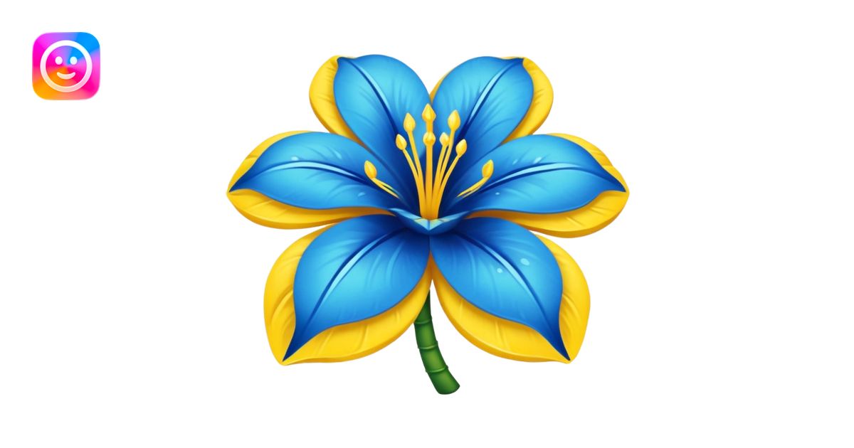 flor hawaiana azul con centro amarillo con pétalos grandes y brillantes ...