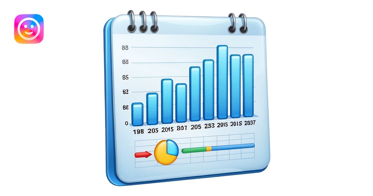 ios style emoji for report sheet consisting graph/ charts with sparkle ...