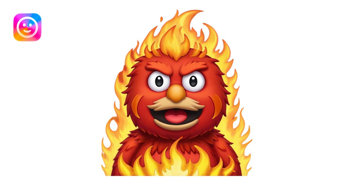 Elmo angry surrounded by fire emoji | AI Emoji Generator