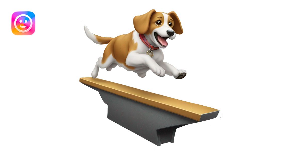 Agility dog jumping over anvil emoji | AI Emoji Generator