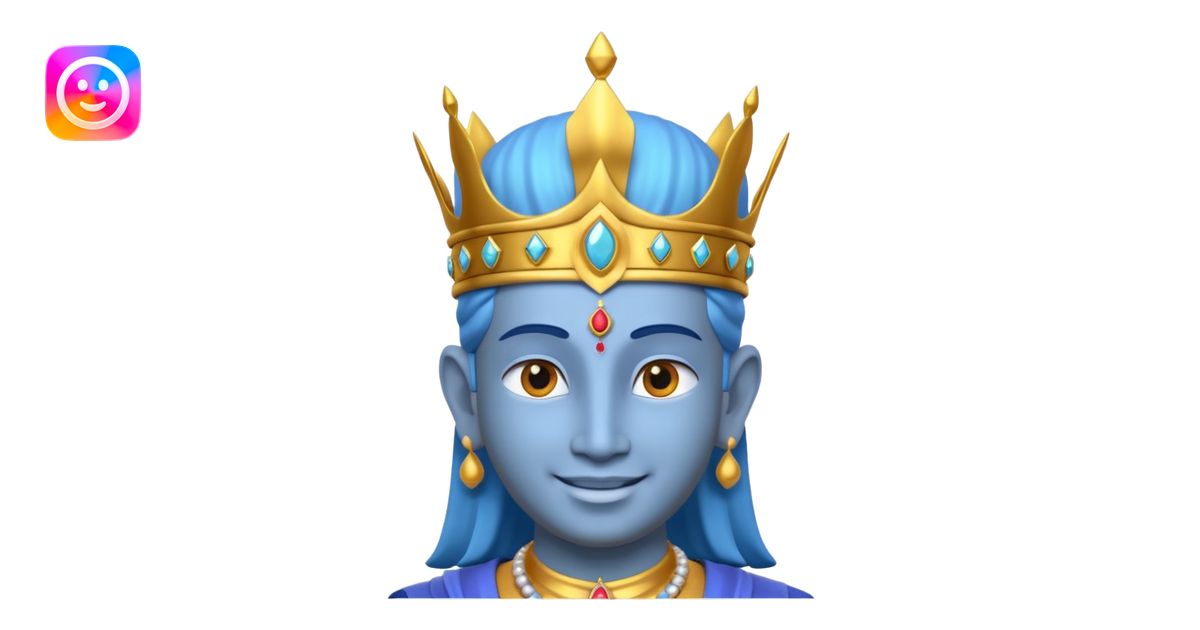 Hindu god Vishnu portrait, head and shoulders only, blue skin, golden ...