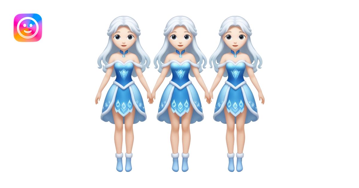 An ice Snow Maiden character with two arms and two legs, full body ...