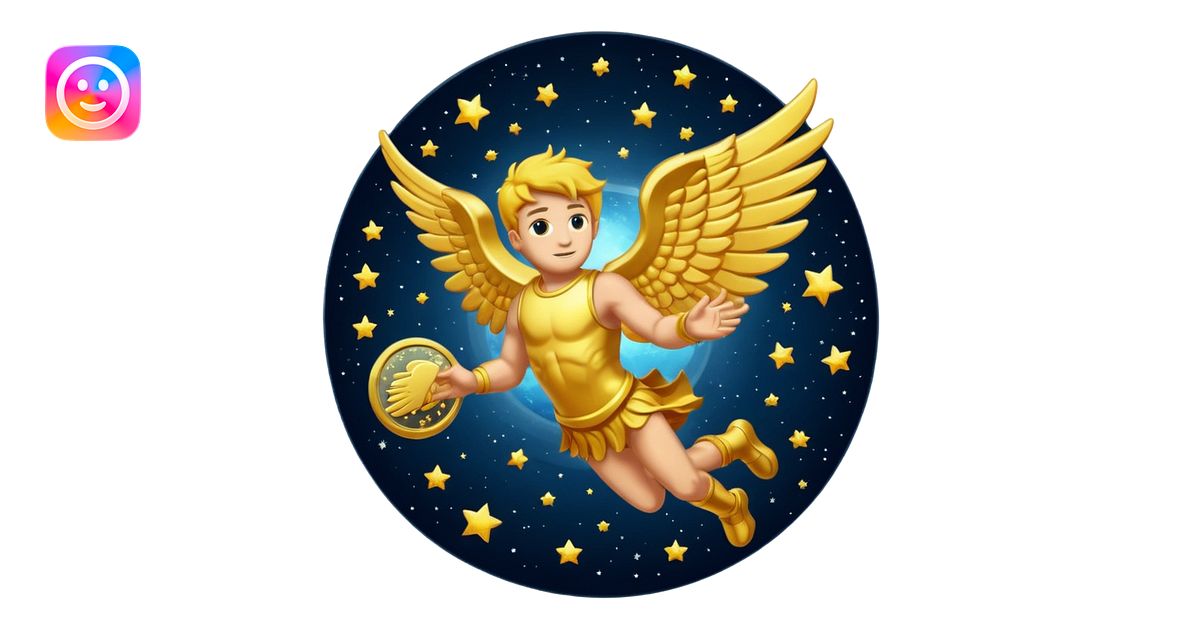 Icarus gold coin projected into space emoji | AI Emoji Generator