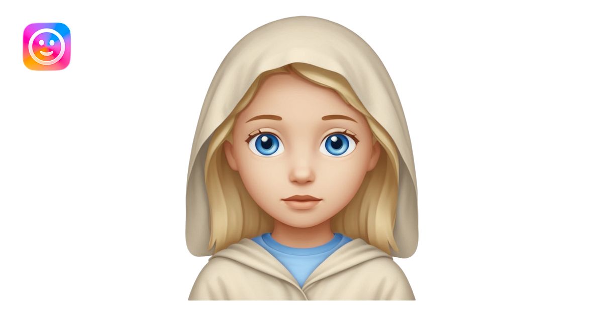 blue eyed desert girl child with creme cloth emoji | AI Emoji Generator