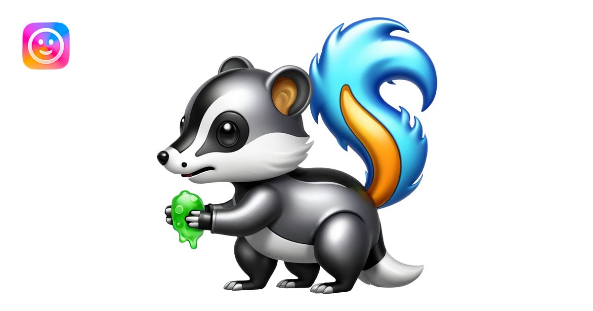 robo skunk with bacteria and fart cloud in samsung emoji style emoji ...