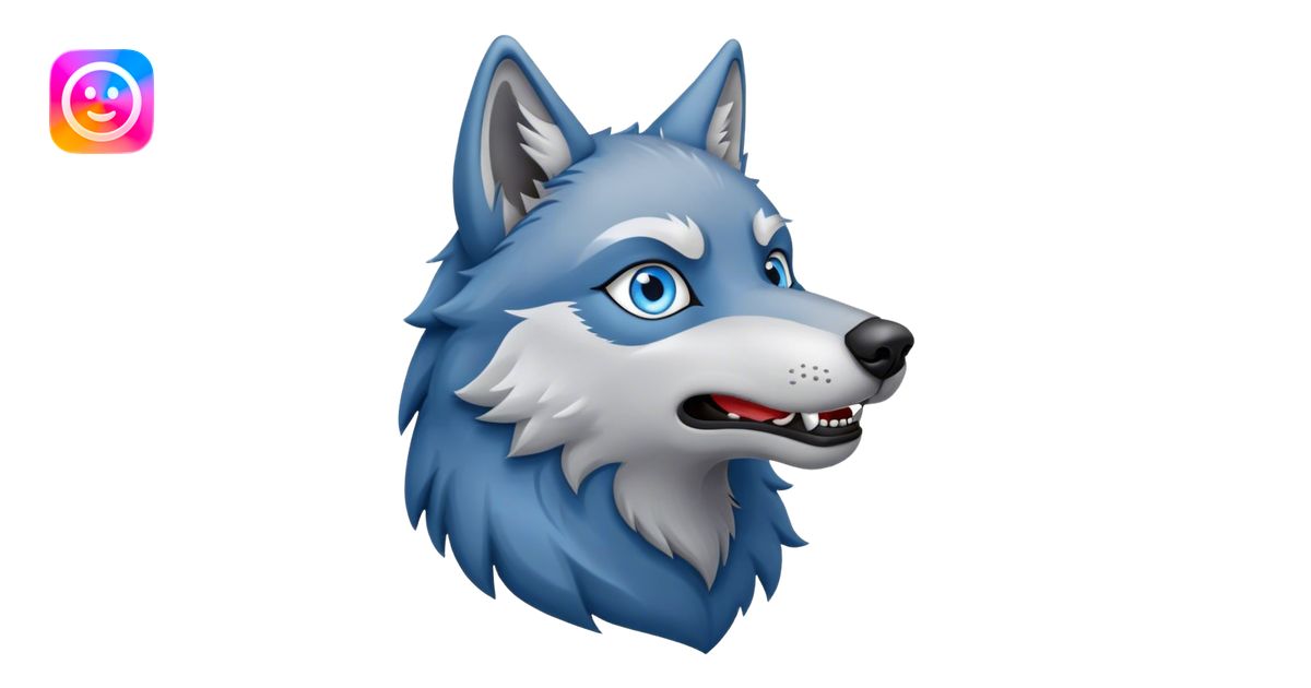 Howling blue eyed wolf emoji | AI Emoji Generator