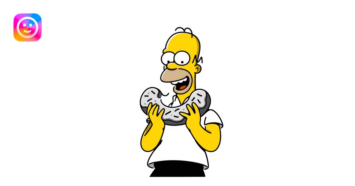 Homer Simpson hand-drawn doodle style, yellow skin, bald head with two ...