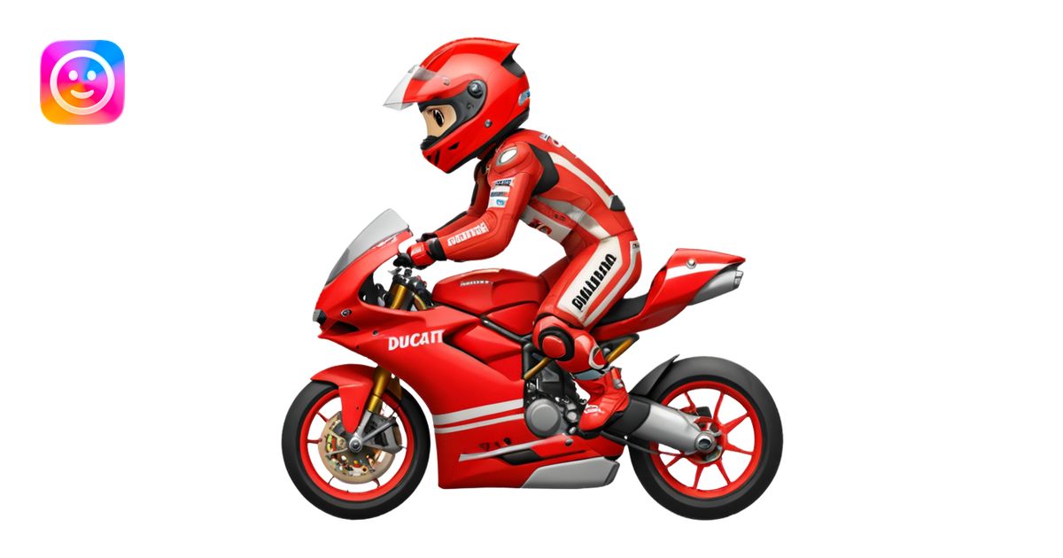 Un emoji de moto gp dé Ducati Marc Márquez pero con la moto emoji | AI ...