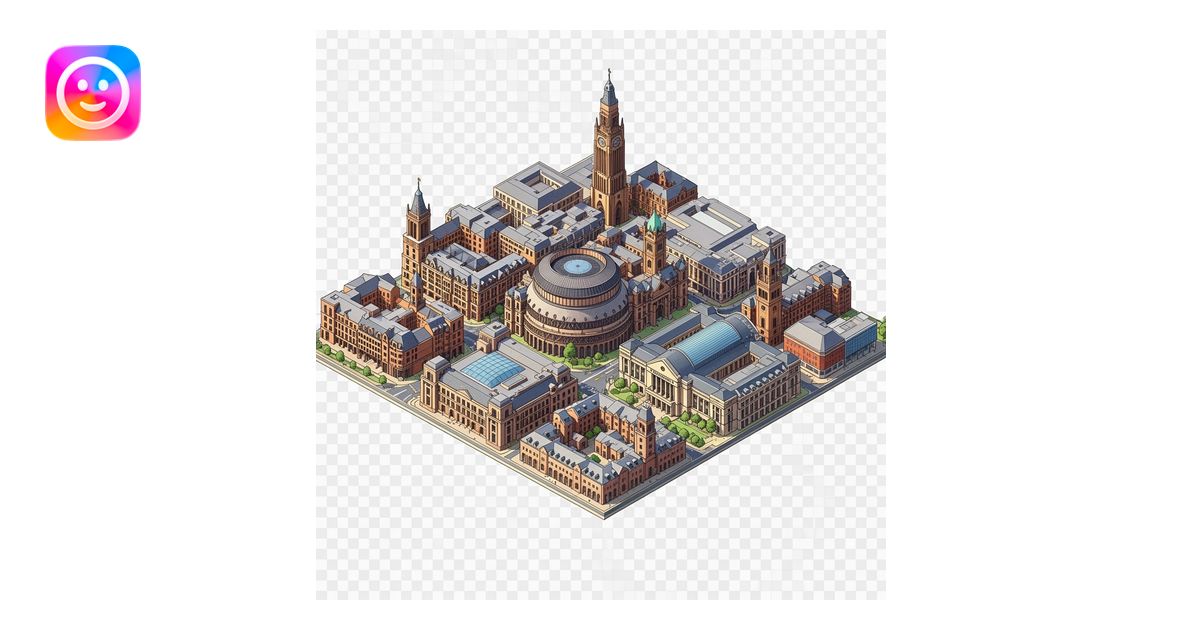 Isometric illustration-model of panorama view Birmingham with ...