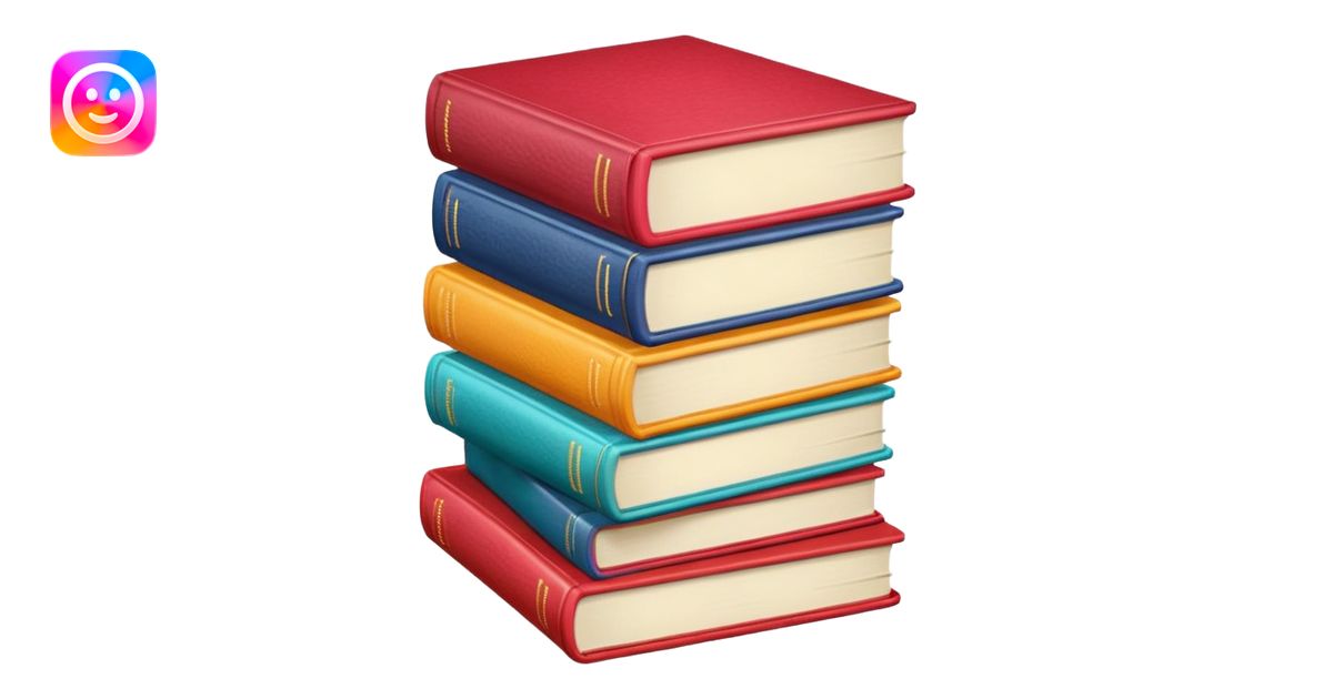 emoji of a stack of cookbooks with a smiling face on the top book emoji ...