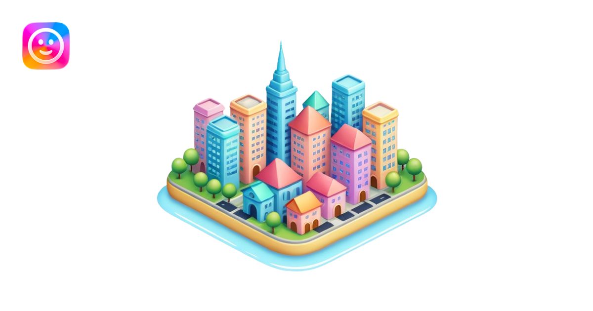 colorful shiny glossy pastel city emoji | AI Emoji Generator