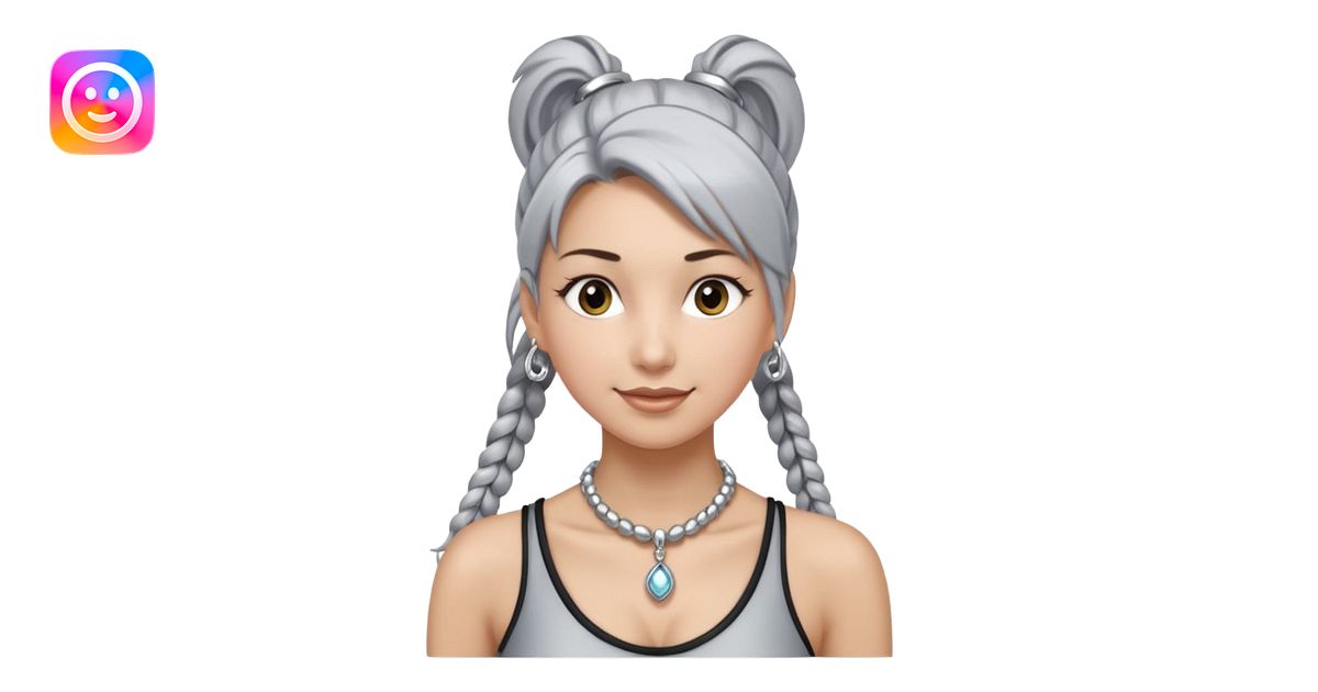 Female with very long + big Silver Necklace, grey skin,ponytail hair ...