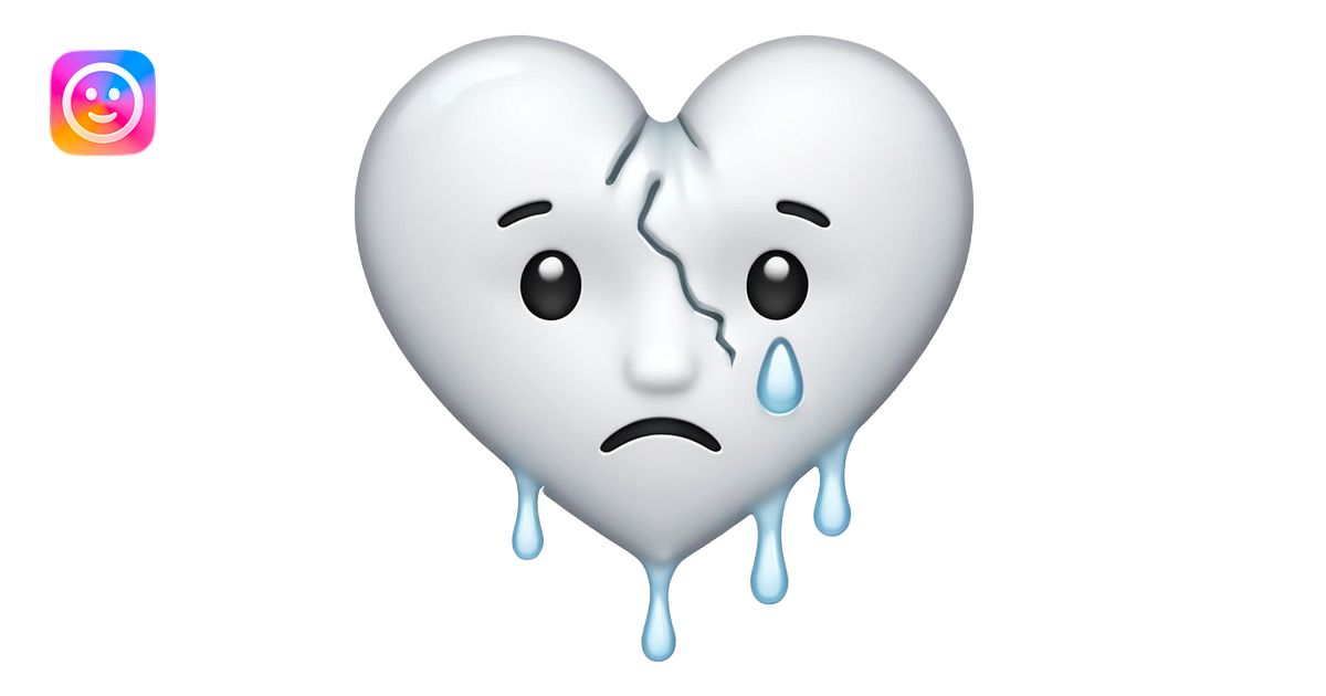 The heat broken emoji in white with sticky white liquid Ozzing out of ...