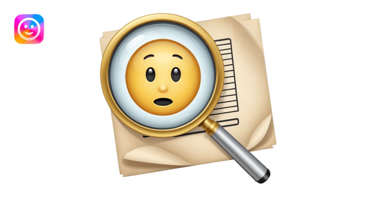 lente di ingrandimento esame foglio con scritte emoji | AI Emoji Generator