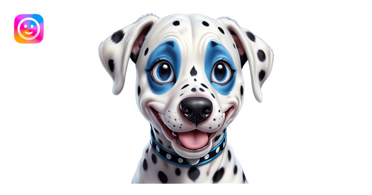 Cinematic Comical Harlequin Dalmatian Portrait Emoji, Head tilted ...