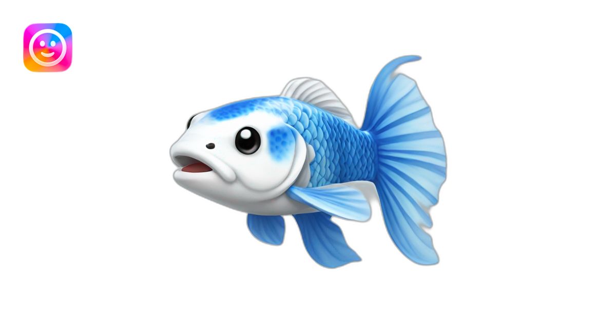 Blue and White Koi Fish emoji | AI Emoji Generator