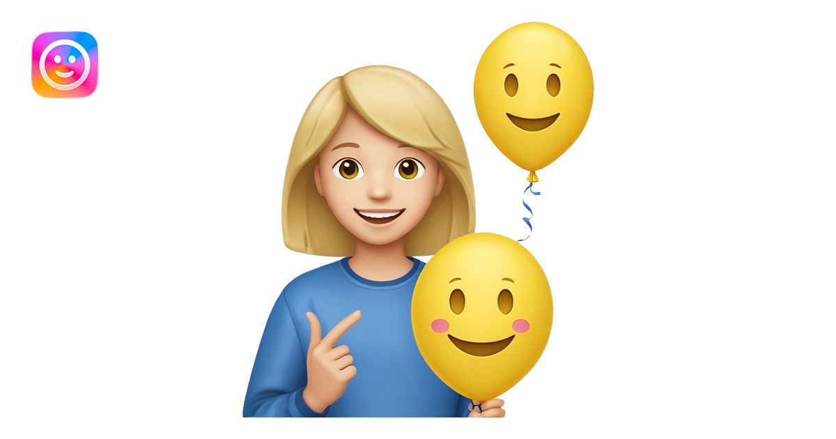 Teen with smiley-face balloon emoji | AI Emoji Generator
