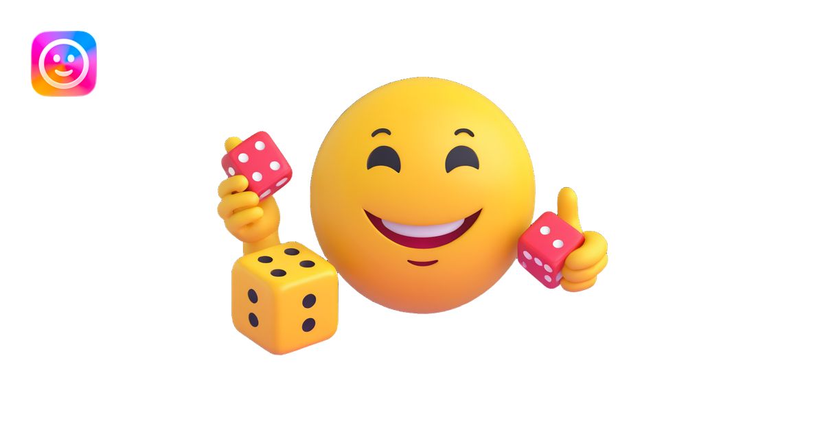 3D smiley emoji, round shape, lucky dice, lucky face emoji | AI Emoji ...