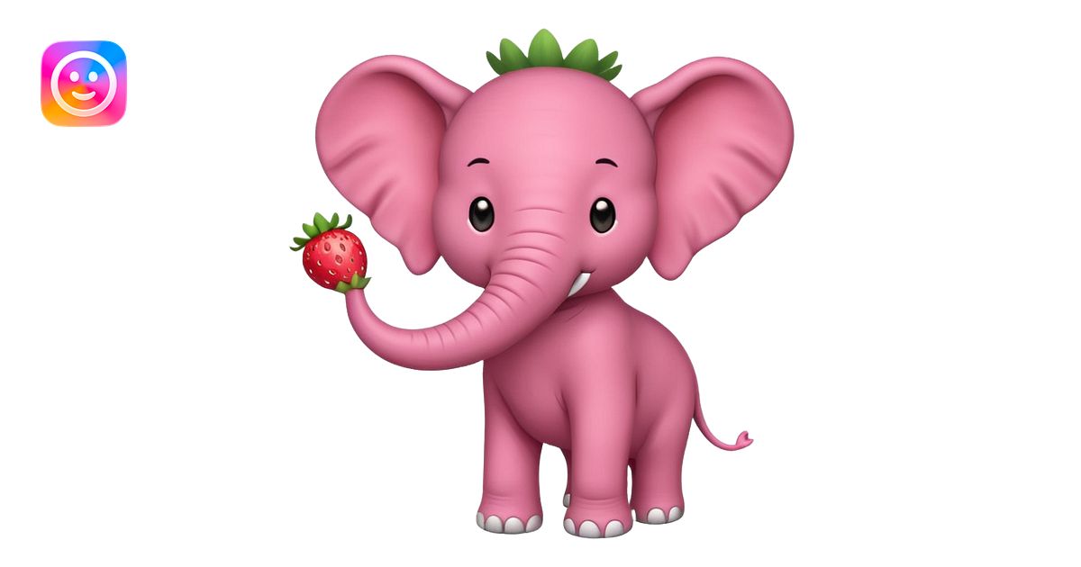 Cute elephant with long tusks and trunk wearing strawberry costume ...