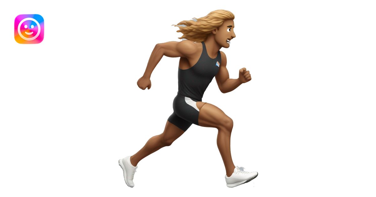 white male athlete running with a flowing, brown mullet emoji | AI ...