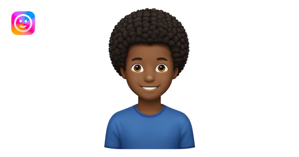 Black boy with a small afro emoji | AI Emoji Generator