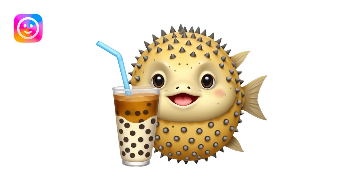 Puffer fish with boba emoji | AI Emoji Generator