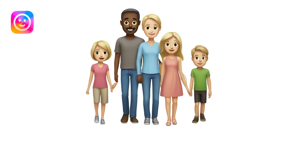 white family with couple 4 kids emoji | AI Emoji Generator