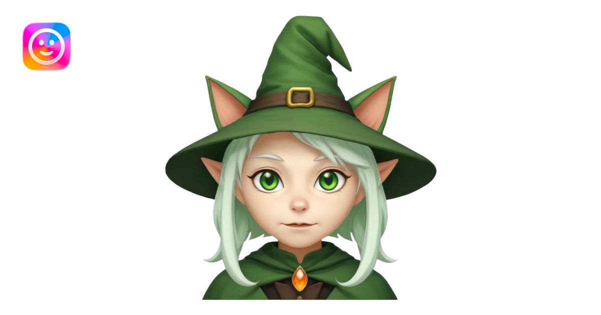 Goblin girl witch white hair, and cats ears emoji | AI Emoji Generator