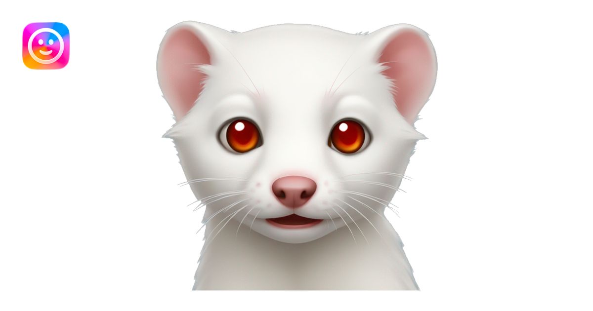 white ferret red eyes with only one ear emoji | AI Emoji Generator